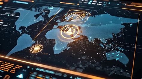 Futuristic Global Business Dashboard Displaying World Map And Data