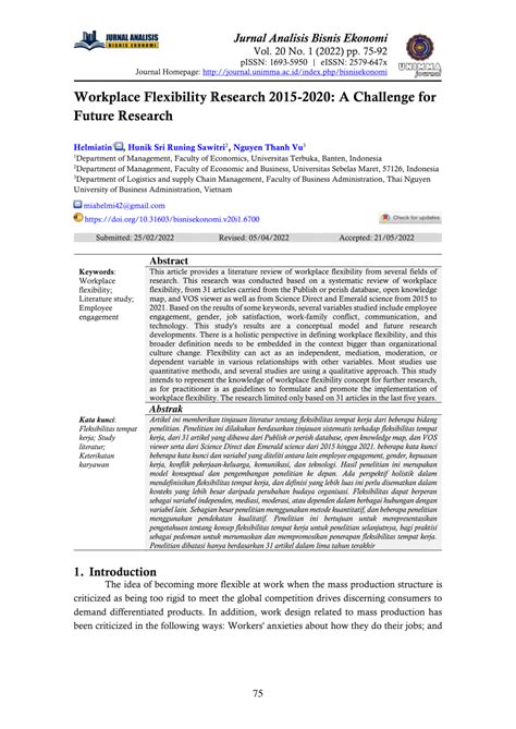 Pdf Workplace Flexibility Research 2015 2020 A Challenge For Future Research