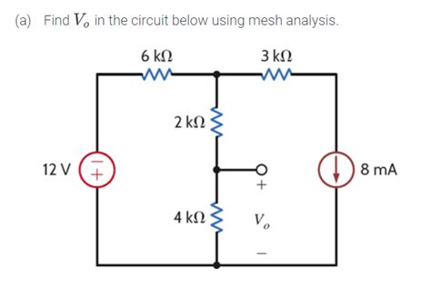 solved a find vo in the circuit below using mesh analysis