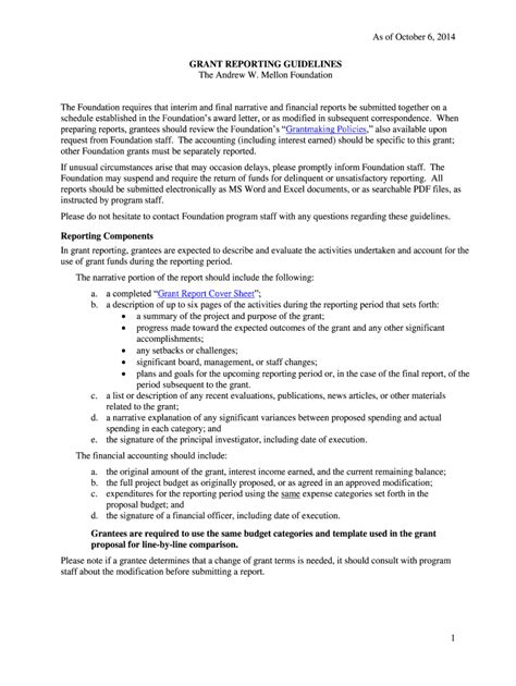 Fillable Online Grant Reporting Guidelines Fax Email Print Pdffiller
