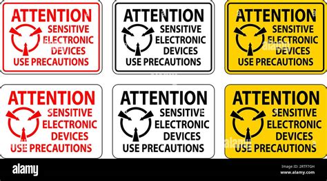 Static Warning Sign Attention Sensitive Electronic Devices Use Precautions Stock Vector Image