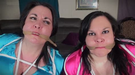 Gina Rae And Step Babe Courtney Bound And Gagged In Silky Pantyhose Silk Blouses And Short