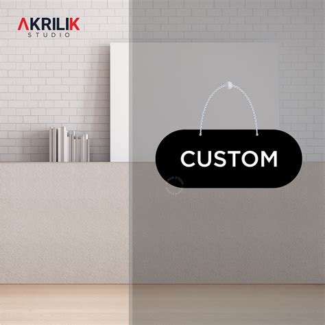 Jual Custom Sign Board Akrilik Rounded Ractangle Papan Gantung Rantai Acrylic Print Tulisan