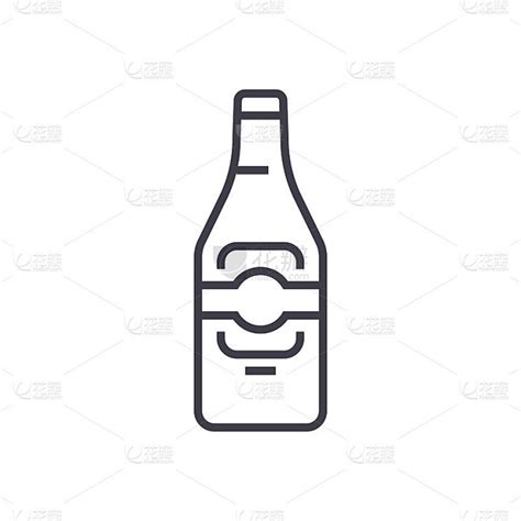 啤酒矢量线图标标志插图的背景可编辑的笔触