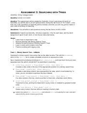 Assignment3 Pdf ASSIGNMENT 3 SEARCHING WITH TREES CS3D5A Trinity