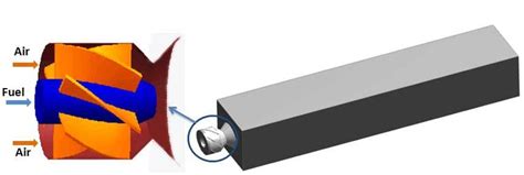 The Single Element Ldi Combustor Geometry With The Air Swirler Fuel