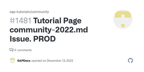 Tutorial Page Community Md Issue Prod Issue Sap Tutorials Community Github