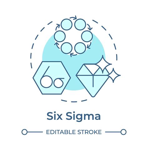Six Sigma Methodology Soft Blue Concept Icon Data Driven Process Product Quality Round Shape