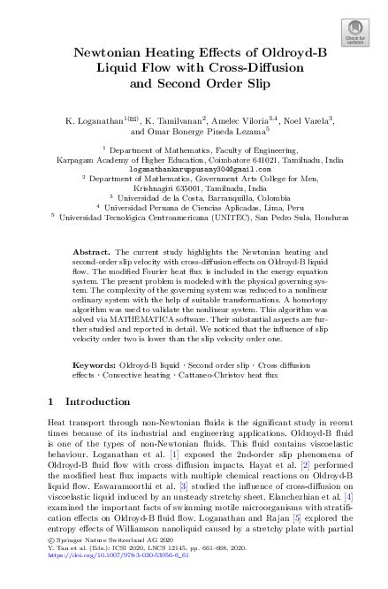 Pdf Newtonian Heating Effects Of Oldroyd B Liquid Flow With Cross Diffusion And Second Order Slip