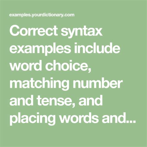 Syntax Examples Syntax Word Choice Misplaced Modifiers
