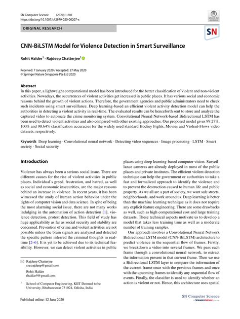 Pdf Cnn Bilstm Model For Violence Detection In Smart Surveillance