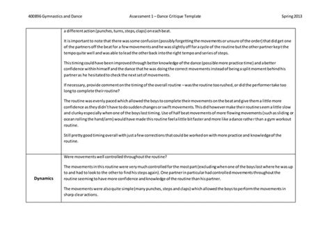 400896 Template For Dance Critique New Spr13 Ppt