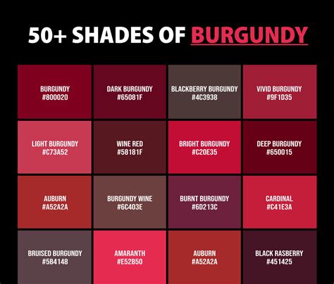 50 Shades Of Burgundy Color Names Hex Rgb And Cmyk Codes Creativebooster