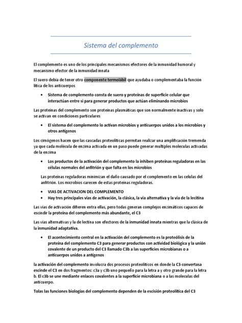 Sistema Del Complemento Pdf Sistema Complementario Órgano Anatomía