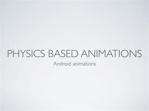 physics based animations