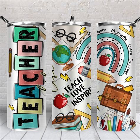 Teacher Quotes 20 Oz Skinny Tumbler Png Tumbler Wrap Png Teacher 20