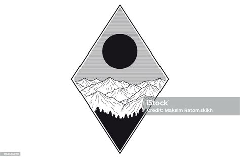자연 풍경과 아름다운 벡터 그림 산 태양 광선 태양과 강 문신 예술 무한 한 공간 명상 여행 관광의 상징 0명에 대한 스톡 벡터 아트 및 기타 이미지 Istock