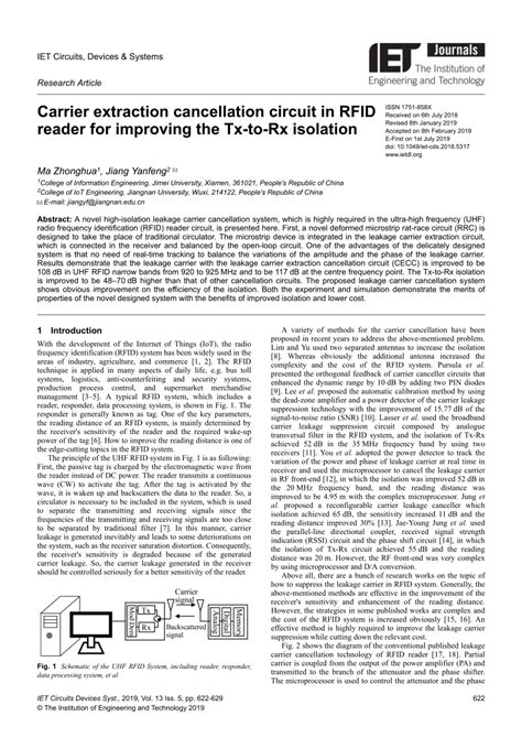 A Carrier Extraction Cancellation Circuit In Rfid Reader For Improving The Tx To Rx Isolation