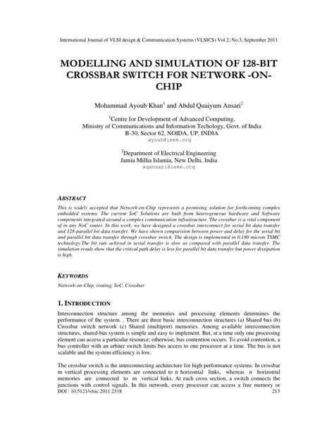 Pdf Modelling And Simulation Of 128 Bit Crossbar Switch For Network