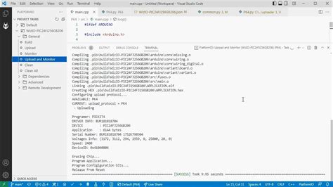 platformio arduino microchip pic24f xc16 youtube