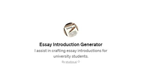 Studyx Custom Gpts Update Essay Introduction Generator🌟 Rcollege