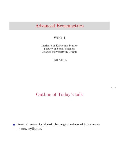 Advanced Econometrics Week 1 Pdf Ordinary Least Squares Bias Of An Estimator