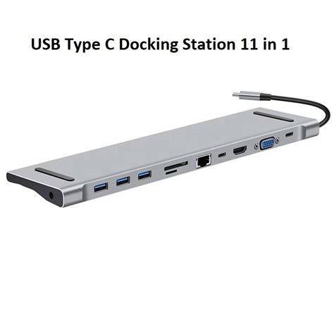 Jual USB C Station Docking 11 In 1 PC Laptop Smartphone Tablet USB3 0 HDMI VGA Rj45 AUX Shopee