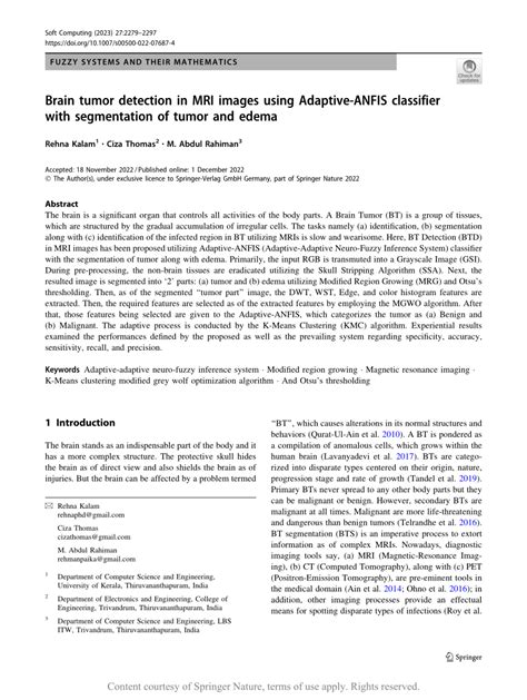 Brain Tumor Detection In Mri Images Using Adaptive Anfis Classifier