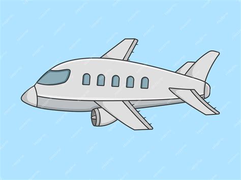 회색 비행기 만화 터 일러스트레이터 프리미엄 벡터