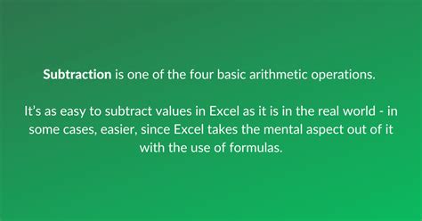 How To Subtract In Excel GoSkills