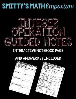 Integer Operations Guided Notes By Smitty S Math Emporium TPT