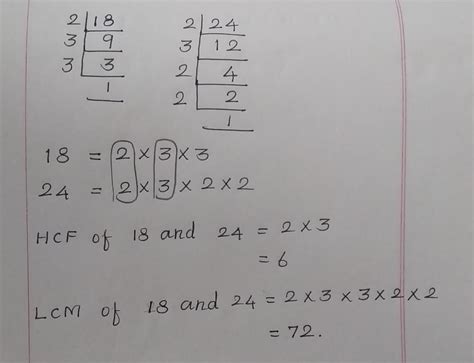 Find Hcf And Lcm 18 And 24 With Prime Factor