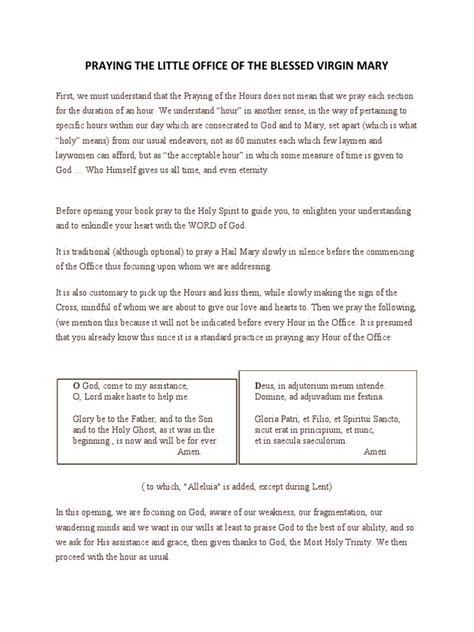 Guide To Praying The Little Office Bvm Pdf Catholic Church