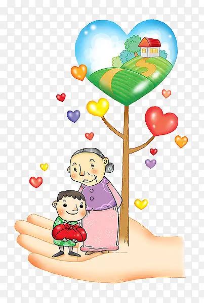 奶奶和孙子爱心树png图片素材下载图片编号qjxlojwq 免抠素材网