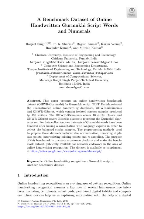Pdf A Benchmark Dataset Of Online Handwritten Gurmukhi Script Words And Numerals