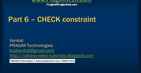 Sql Server Net And C Video Tutorial Part Check Constraint