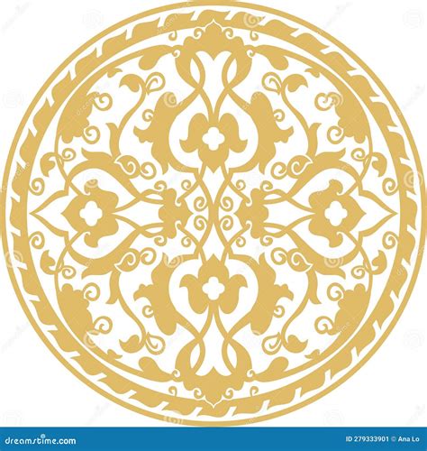 Vector Gold Arabic National Round Ornament Stock Vector Illustration Of Arab Decorative