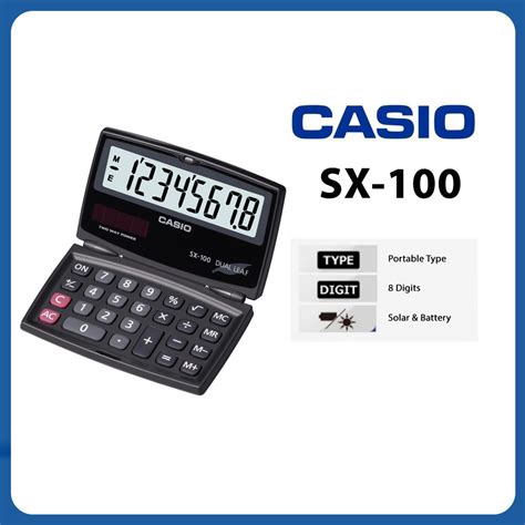 Casio Sx 100 Small Dual Leaf Portable Business Calculator Mini Travel Calculator 100