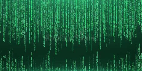 Abstract Falling Digits Digital Data Technology Concept Green Futuristic Cyberspace Stock