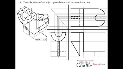 Engineering Drawing Sectional Views Sectioning Section Sketch Coloring Page