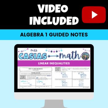 Linear Inequalities Introduction Guided Notes Lesson Algebra By Mrscasiasmath
