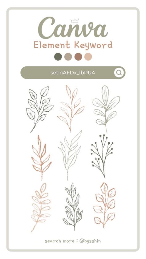 Line Art Leaves Aesthetic Canva Element Keyword Canvas Learning