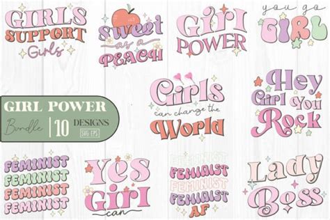 Retro Girl Power Quote Svg Bundle Graphic By Svg Box · Creative Fabrica