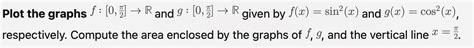 solved plot the graphs f [0 π2]→r ﻿and g [0 π2]→r ﻿given