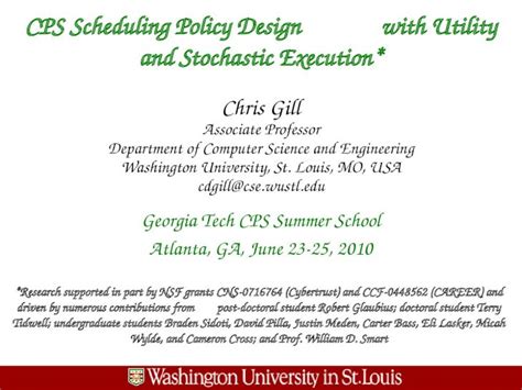 Ppt Cps Scheduling Policy Design With Utility And Stochastic