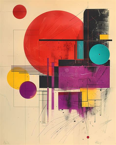 Abstract Art Circles And Lines Modern Contemporary Vibrant Colorful Stock Illustration