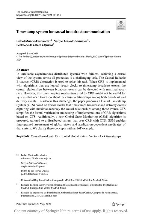 Timestamp System For Causal Broadcast Communication