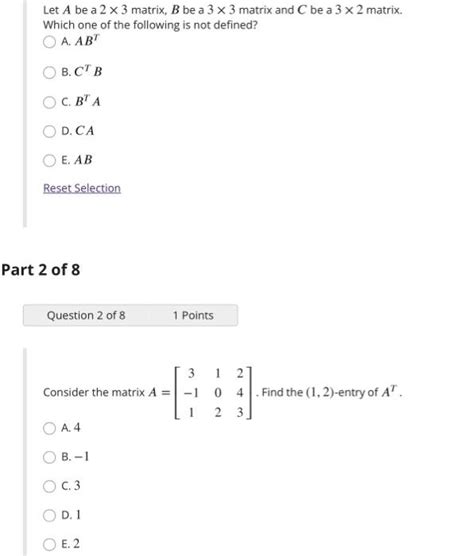 Solved Let A Be A 2×3 Matrix B Be A 3×3 Matrix And C Be A