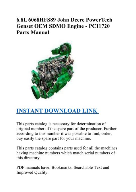 68l 6068hfs89 John Deere Powertech Genset Oem Sdmo Engine Pc11720