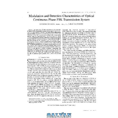 دانلود کتاب Ieee Jlt Modulation And Detection Characteristics Of Optical Continuous Phase Fsk
